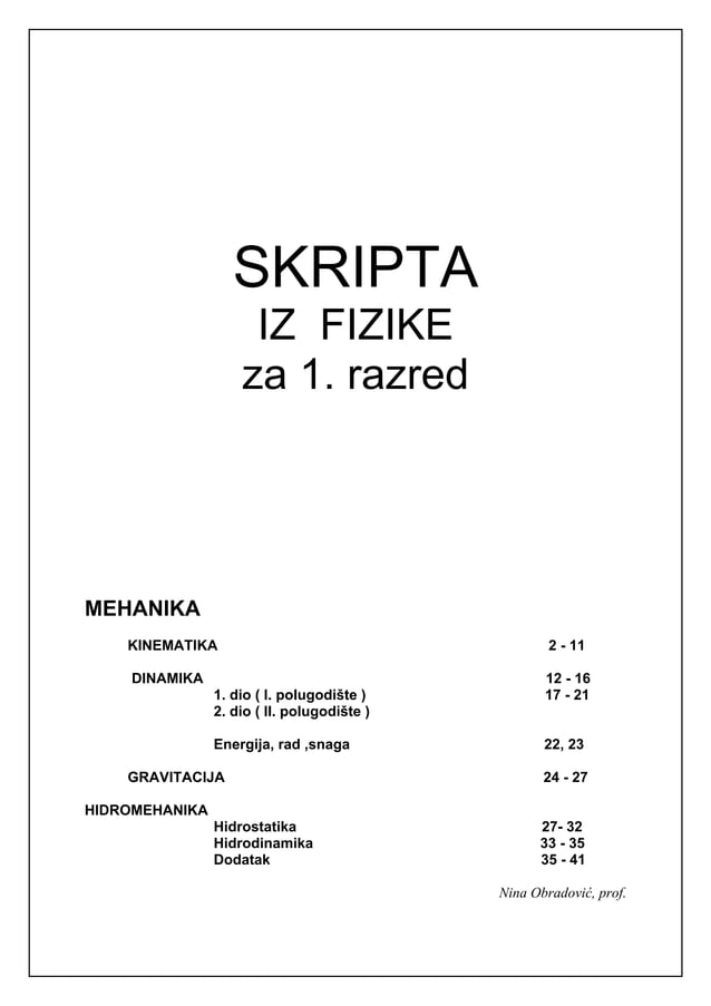 Skripta mehanika | PDF