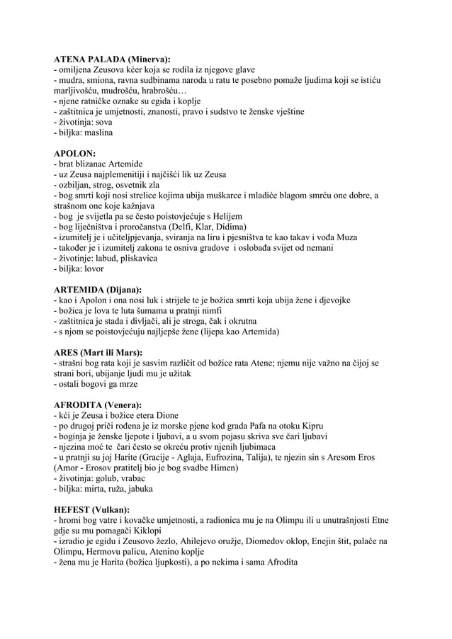 Skripta rodoslovlje grckih bozanstava | PDF