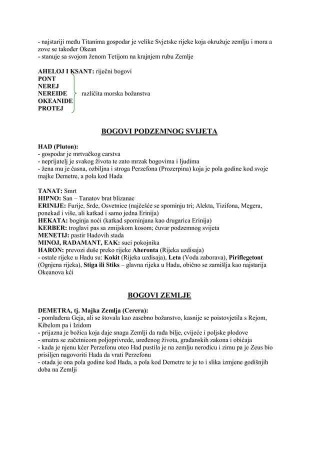 Skripta rodoslovlje grckih bozanstava | PDF