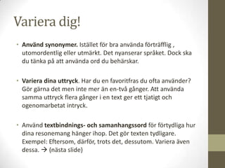 Skrivtips inför det Nationella Provet i Svenska B | PPT