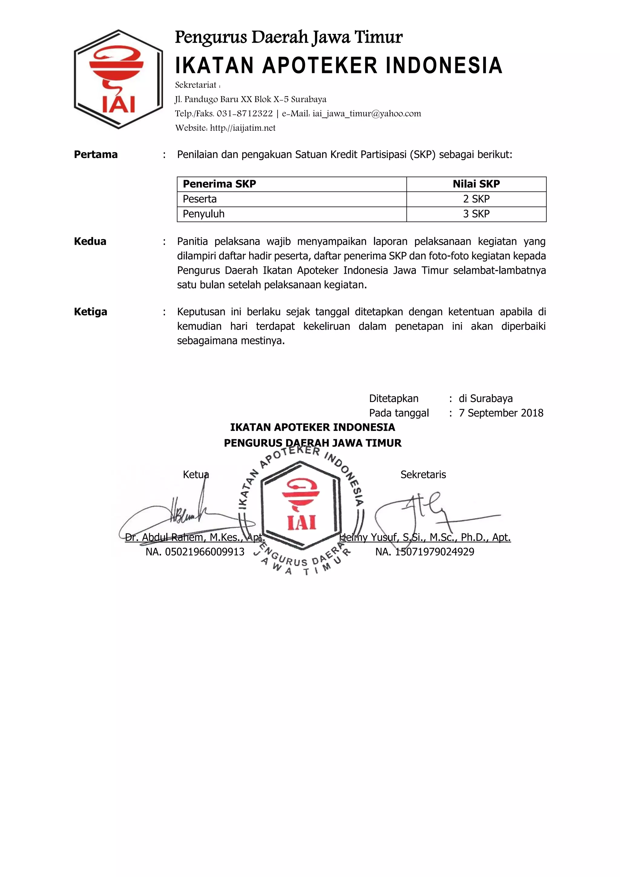 Sk skp 254 2018 bakti sosial iai kabupaten blitar - blitar kab | PDF