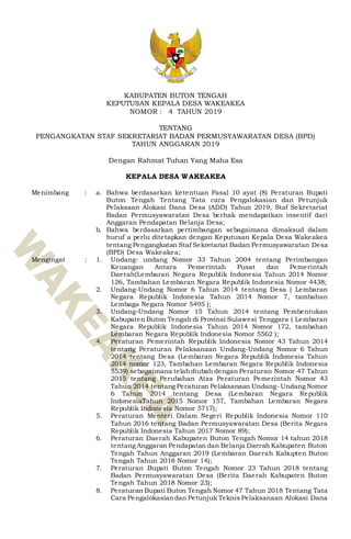 SK STAF BPD BUTON TENGAH WAKEAKEA | DOCX