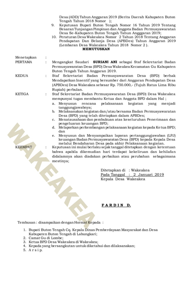 SK STAF BPD BUTON TENGAH WAKEAKEA | DOCX