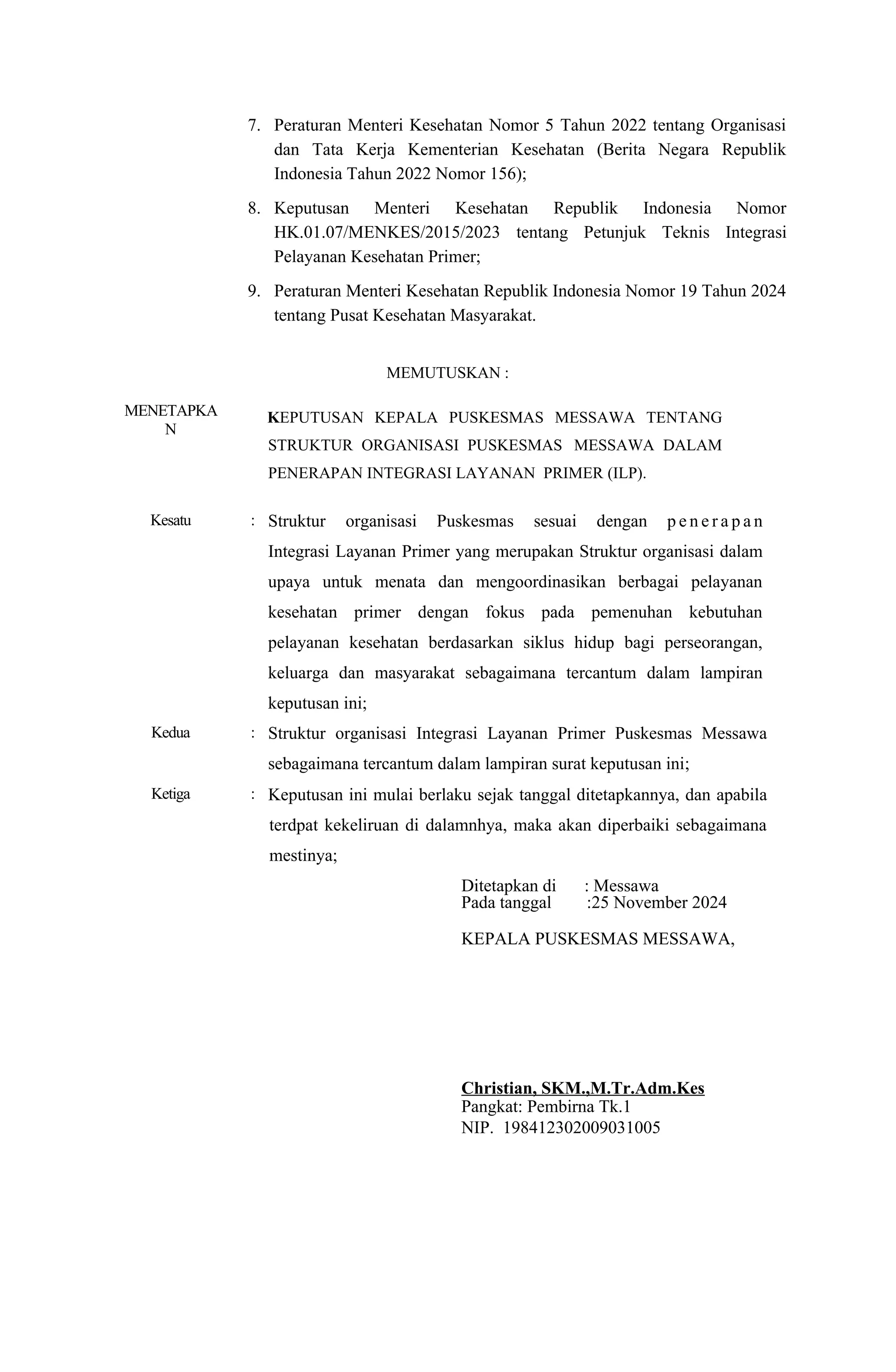 SK STRUKTUR ORGANISASI DAN TIM KERJA ILP PUSKESMAS BULELENG III.docx