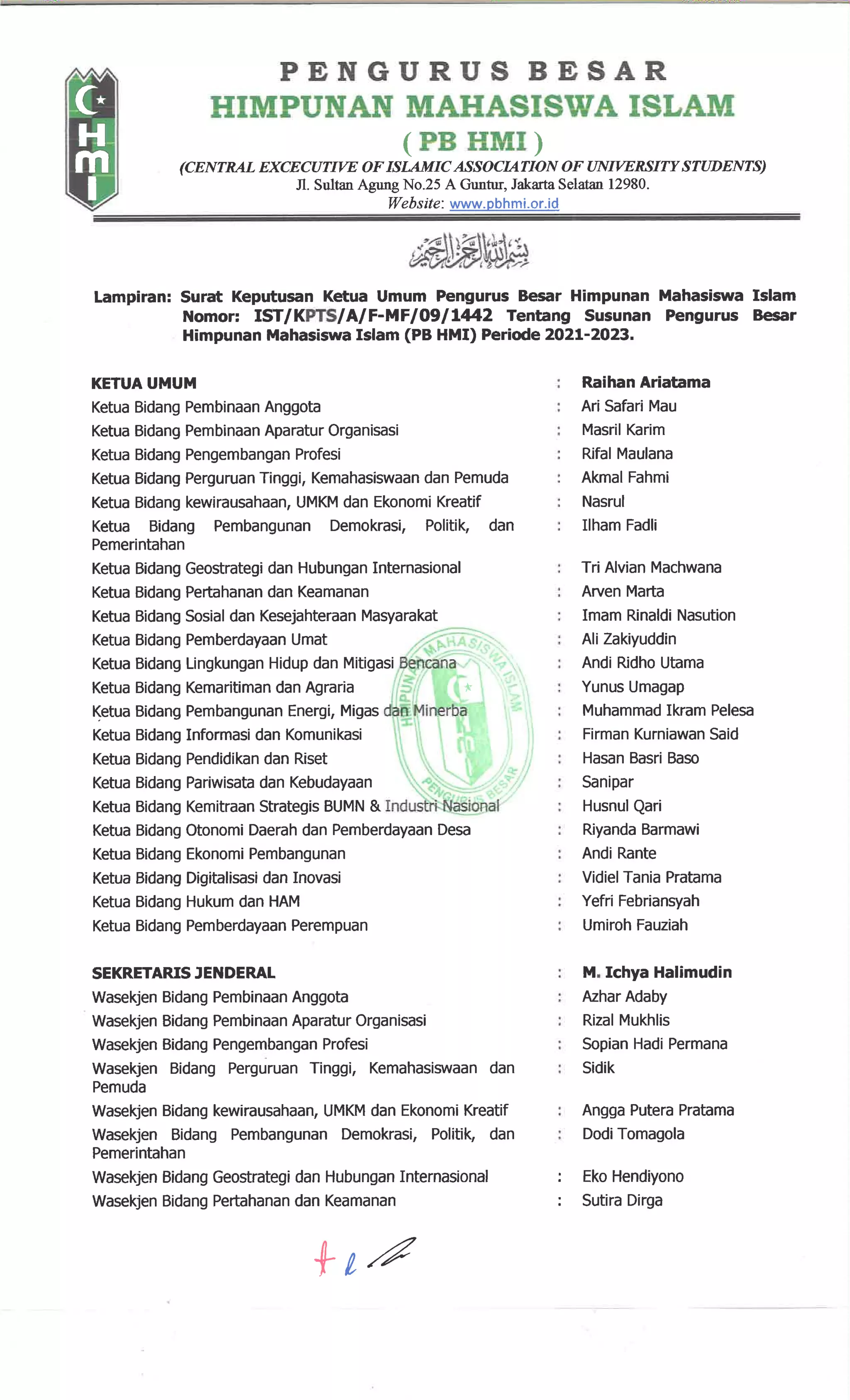 SK Susunan Pengurus PB HMI 2021-2023.pdf