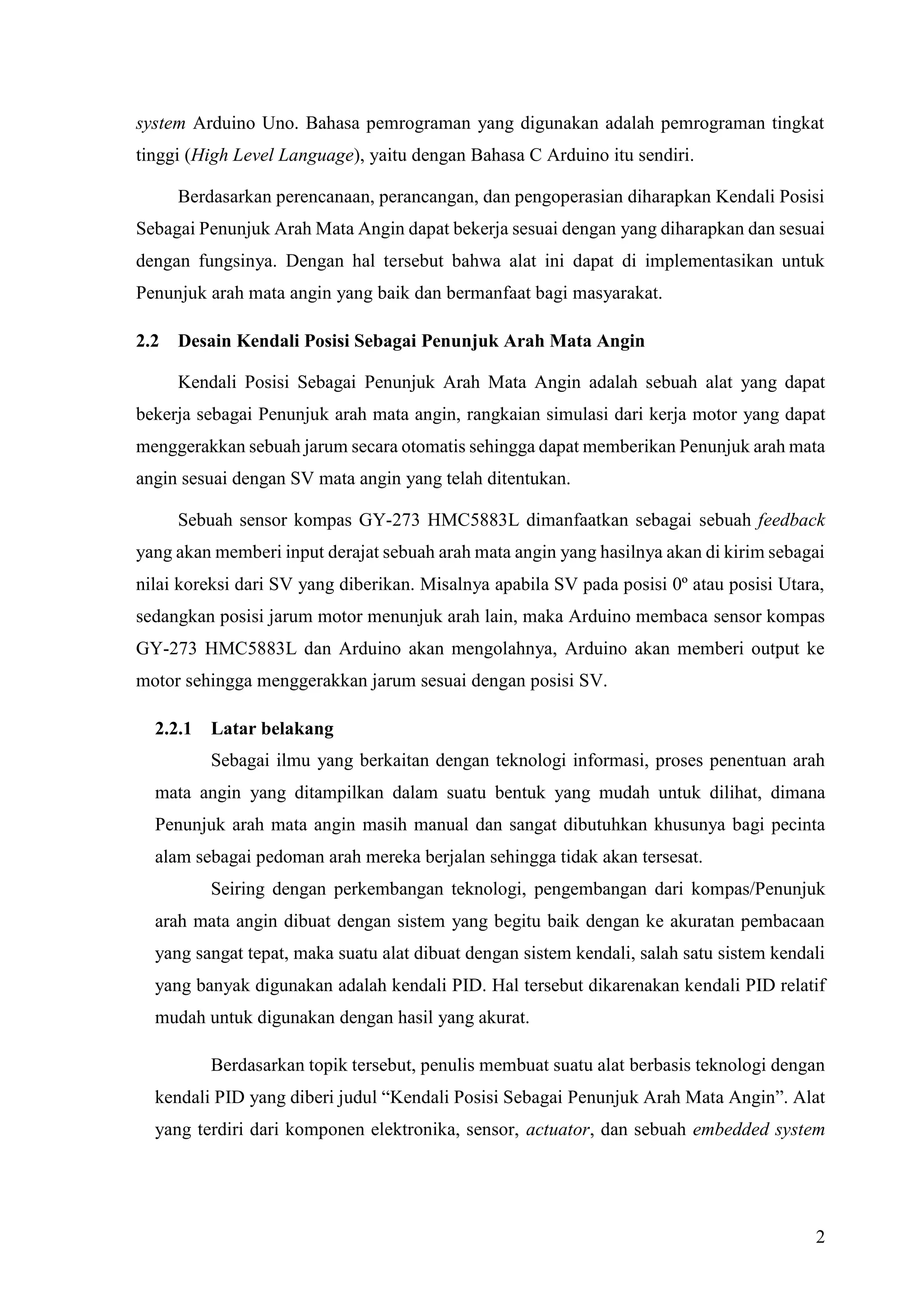 Proyek Mandiri SKT : Sistem Kendali Posisi Sebagai Penunjuk Arah Mata Angin | PDF