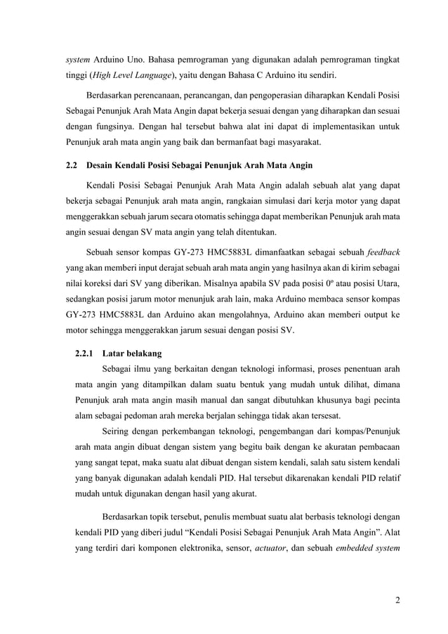 Proyek Mandiri SKT : Sistem Kendali Posisi Sebagai Penunjuk Arah Mata Angin | PDF