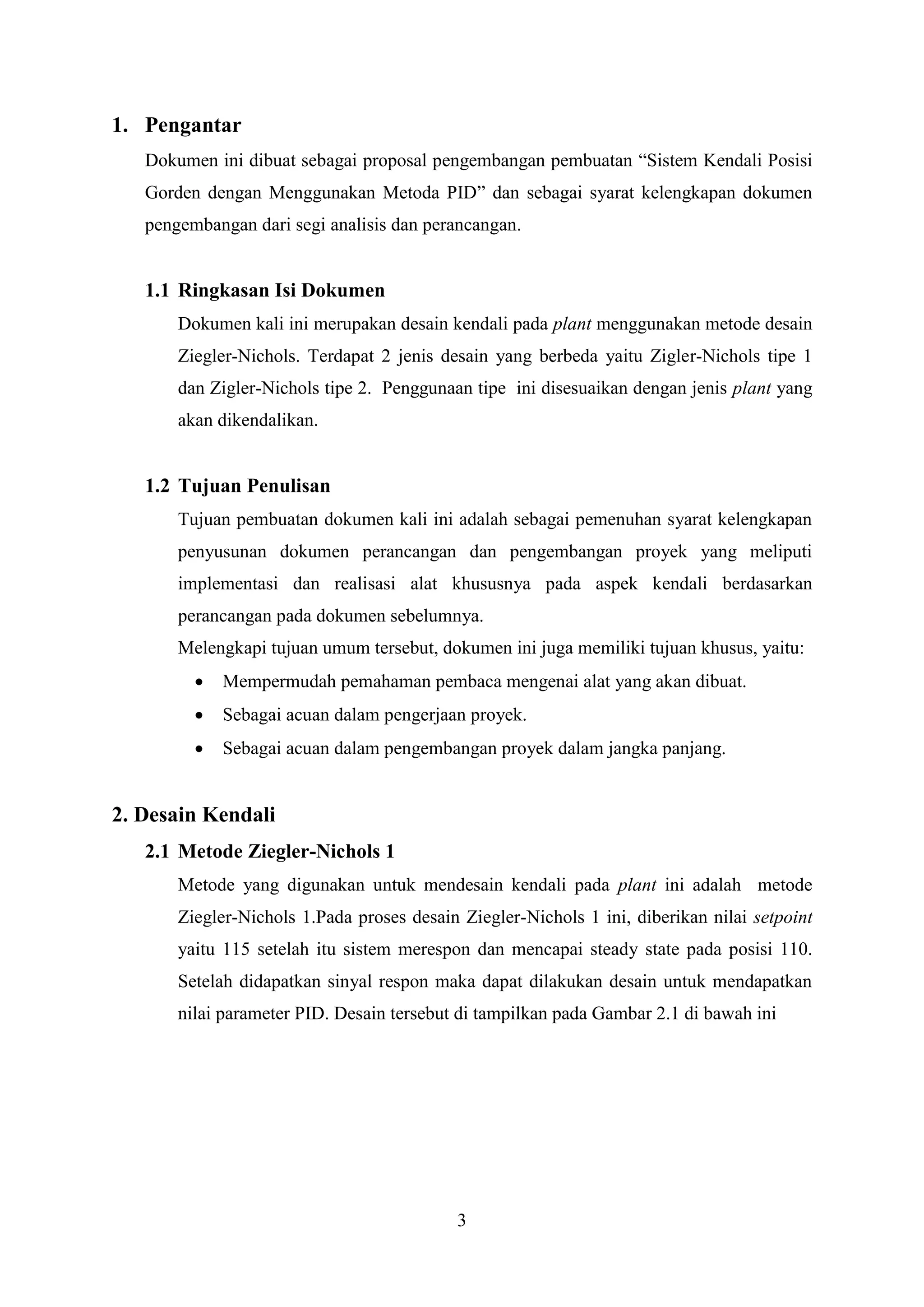 DOKUMEN B500: SISTEM KENDALI POSISI GORDEN DENGAN MENGGUNAKAN METODA PID | PDF