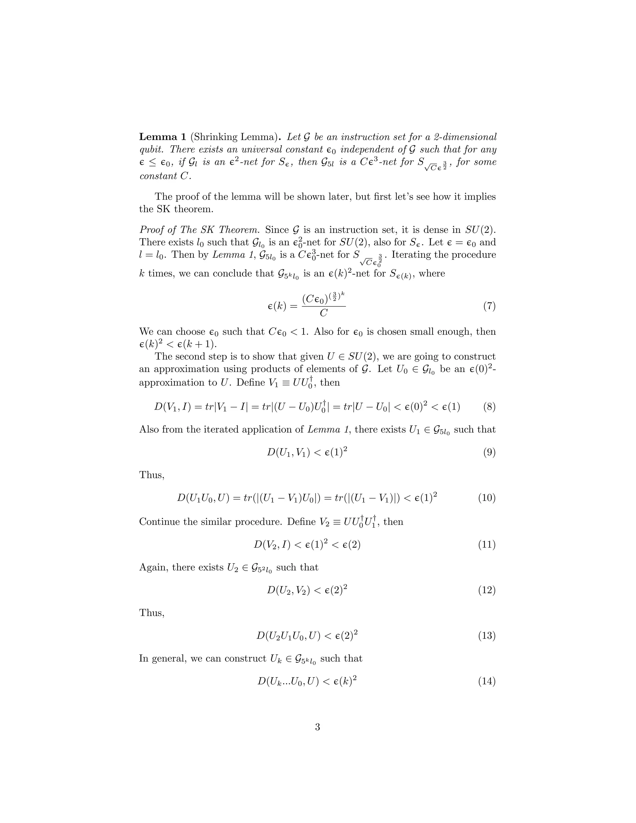 Solovay Kitaev theorem | PDF