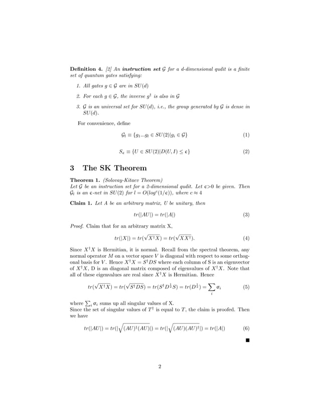 Solovay Kitaev theorem | PDF