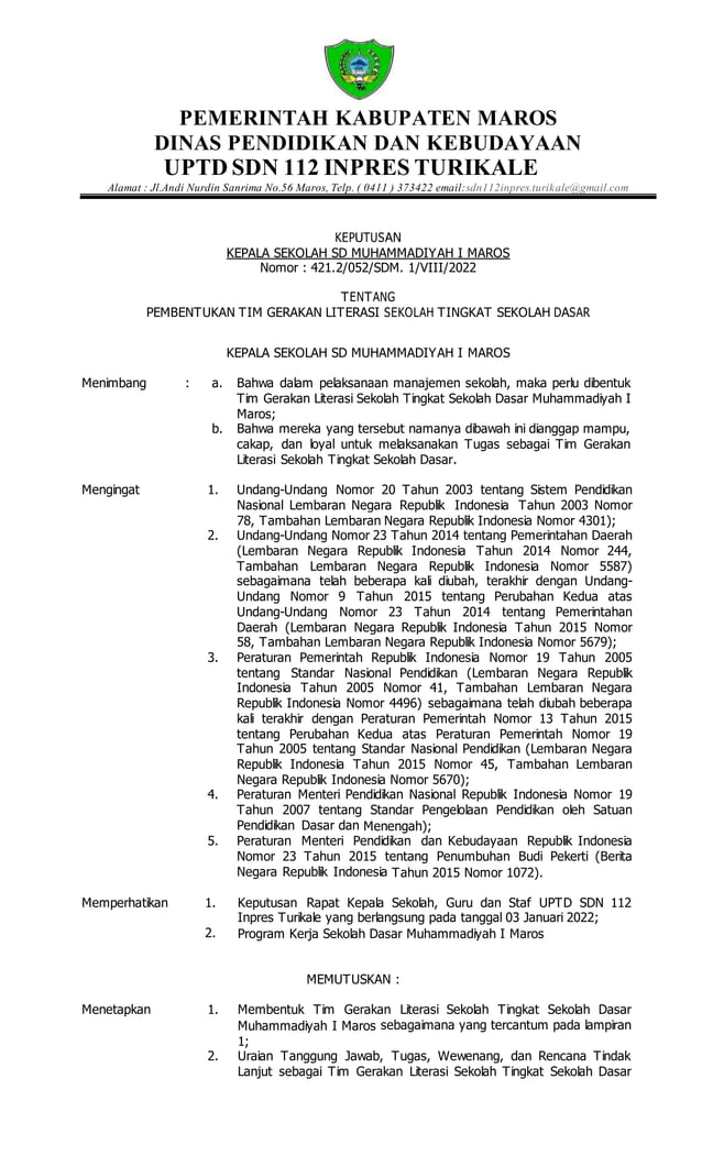 SK Tim Literasi 2022_SDN 112 Inpres Turikale.doc