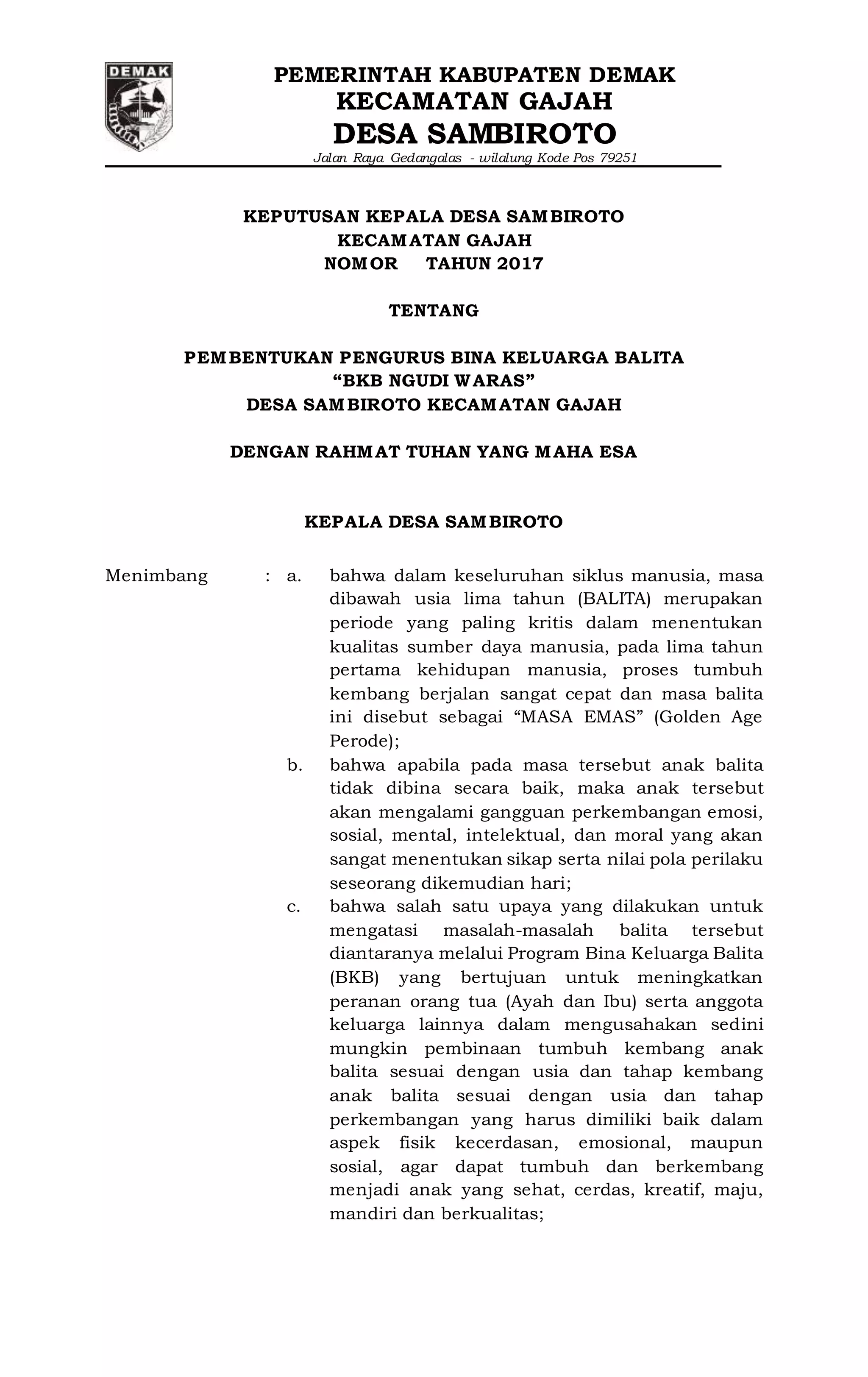 Sk tim musrenbang 2017 | DOCX