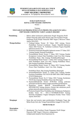 SK Tim P5.pdf sk yang digunakan dalam pelaksanaan tugas | PDF