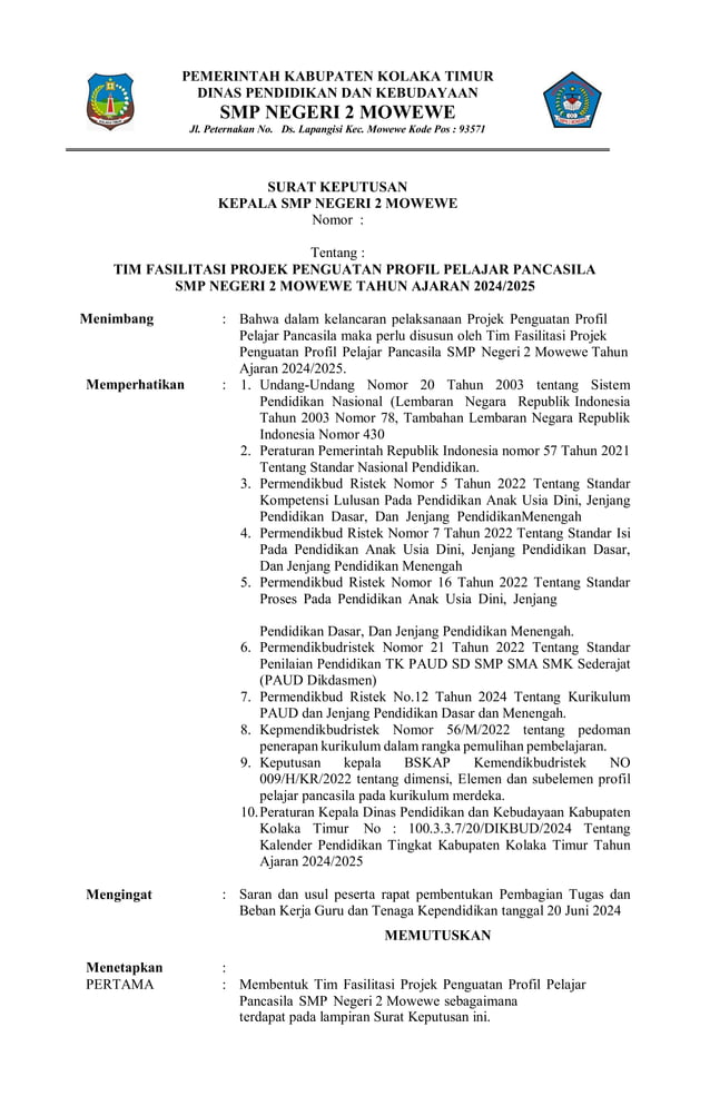 SK Tim P5.pdf sk yang digunakan dalam pelaksanaan tugas | PDF