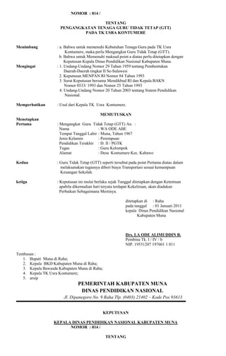 Sk tk gtt kepala dinas | PDF