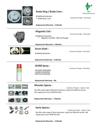 Skt textile brand and spares | PDF