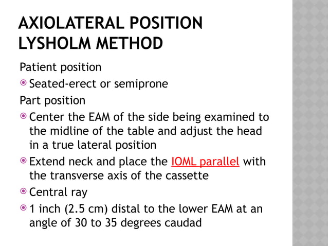 Radiographic positioning II. Skull positioning | PPTX