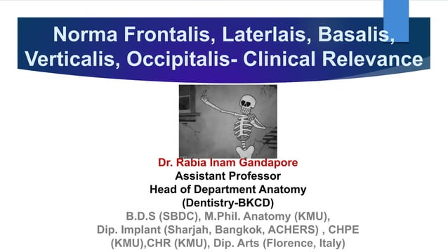 SKULL, Norma Frontalis, Lateralis, Basalis, Verticalis, Occipitalis ...