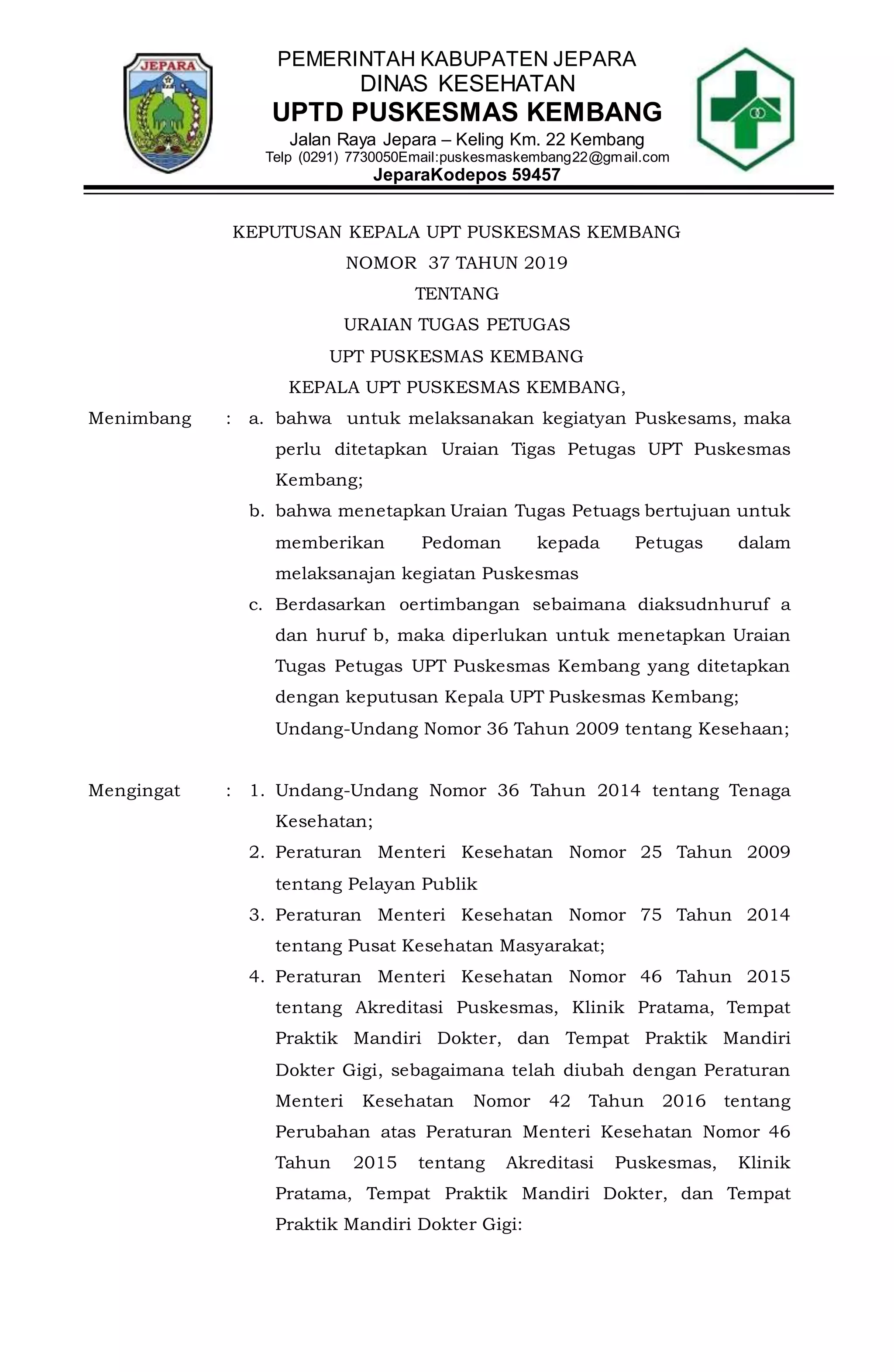 Sk uraian tugas | DOC