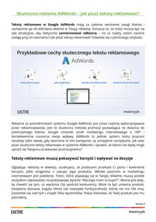 Skuteczna reklama AdWords - jak pisać teksty reklamowe | PDF
