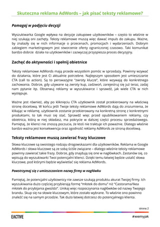 Skuteczna reklama AdWords - jak pisać teksty reklamowe | PDF