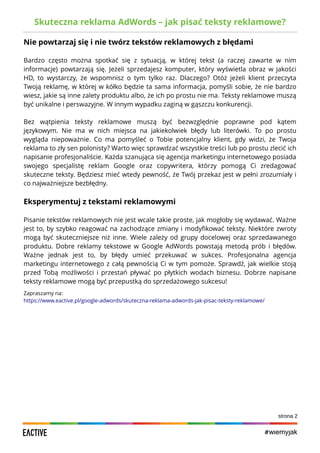 Skuteczna reklama AdWords - jak pisać teksty reklamowe | PDF