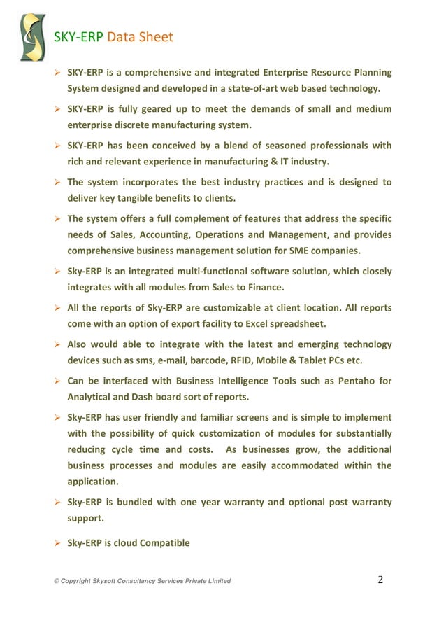 Sky erp datasheet | PDF