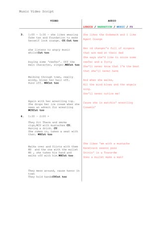 Skye nel first draft music video script. | DOCX | Music | Entertainment