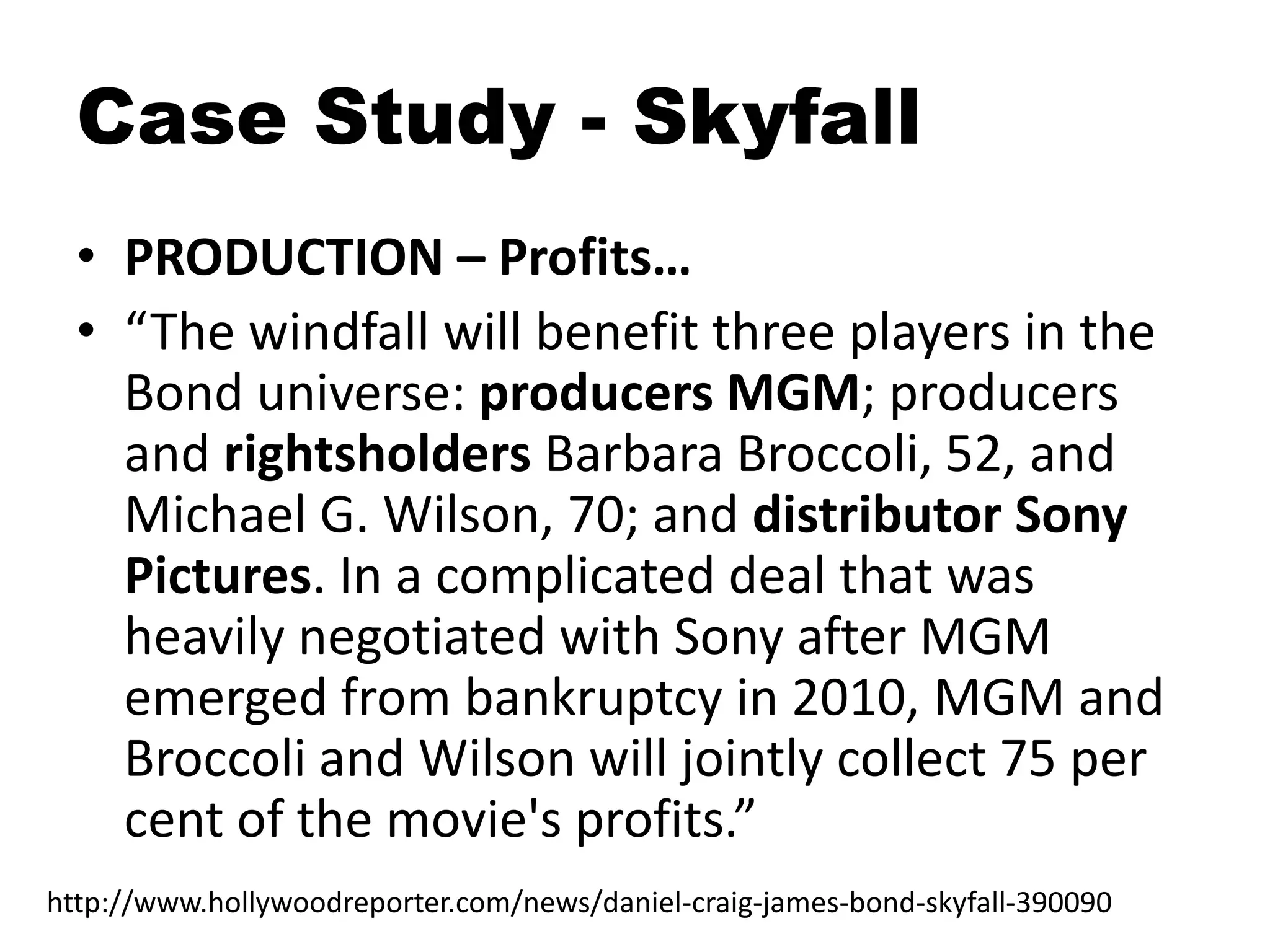 Skyfall Production Distribution Exhibition & Audience | PPTX