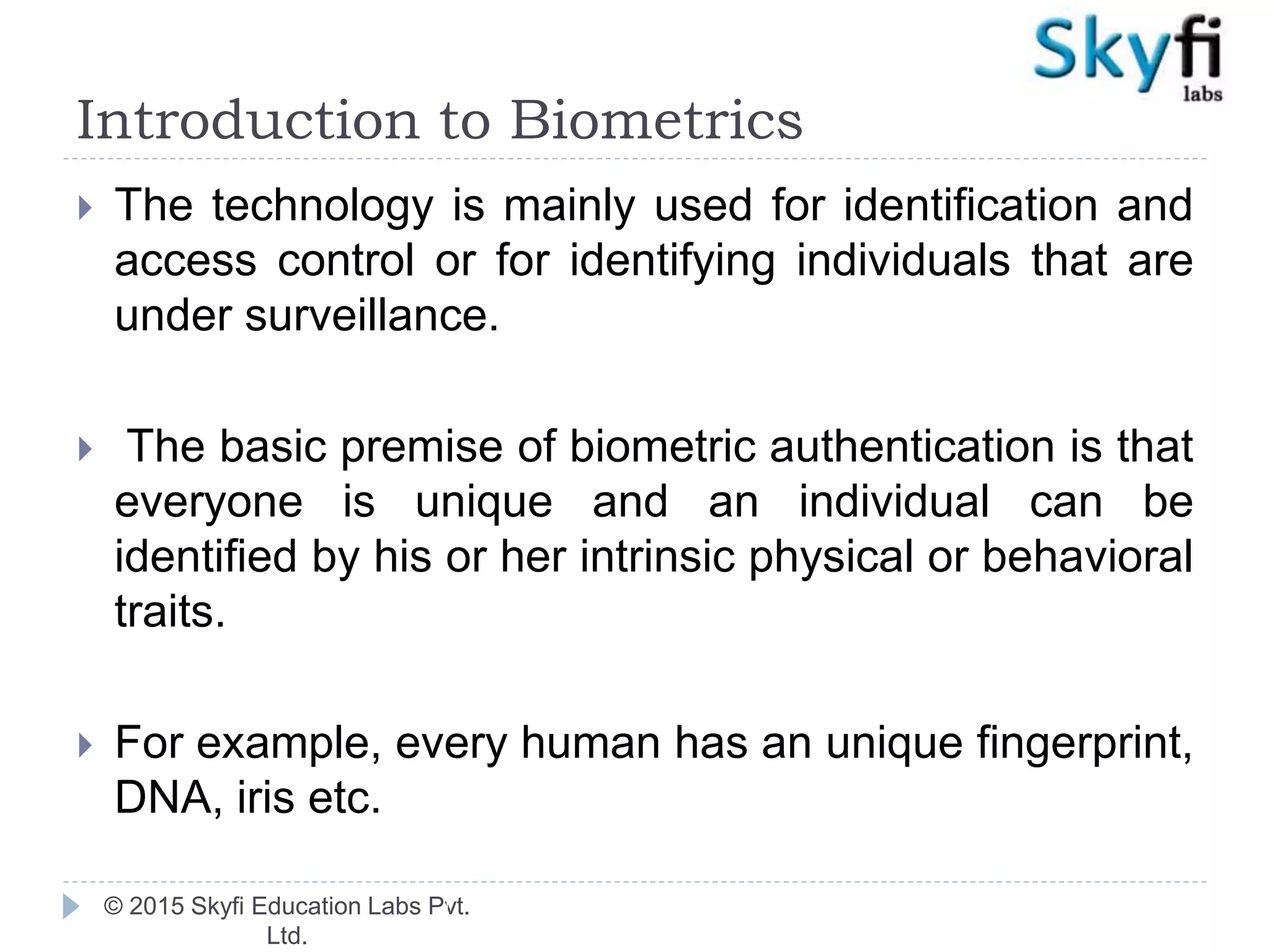 Skyfi Labs Biometric Authentication Ppt