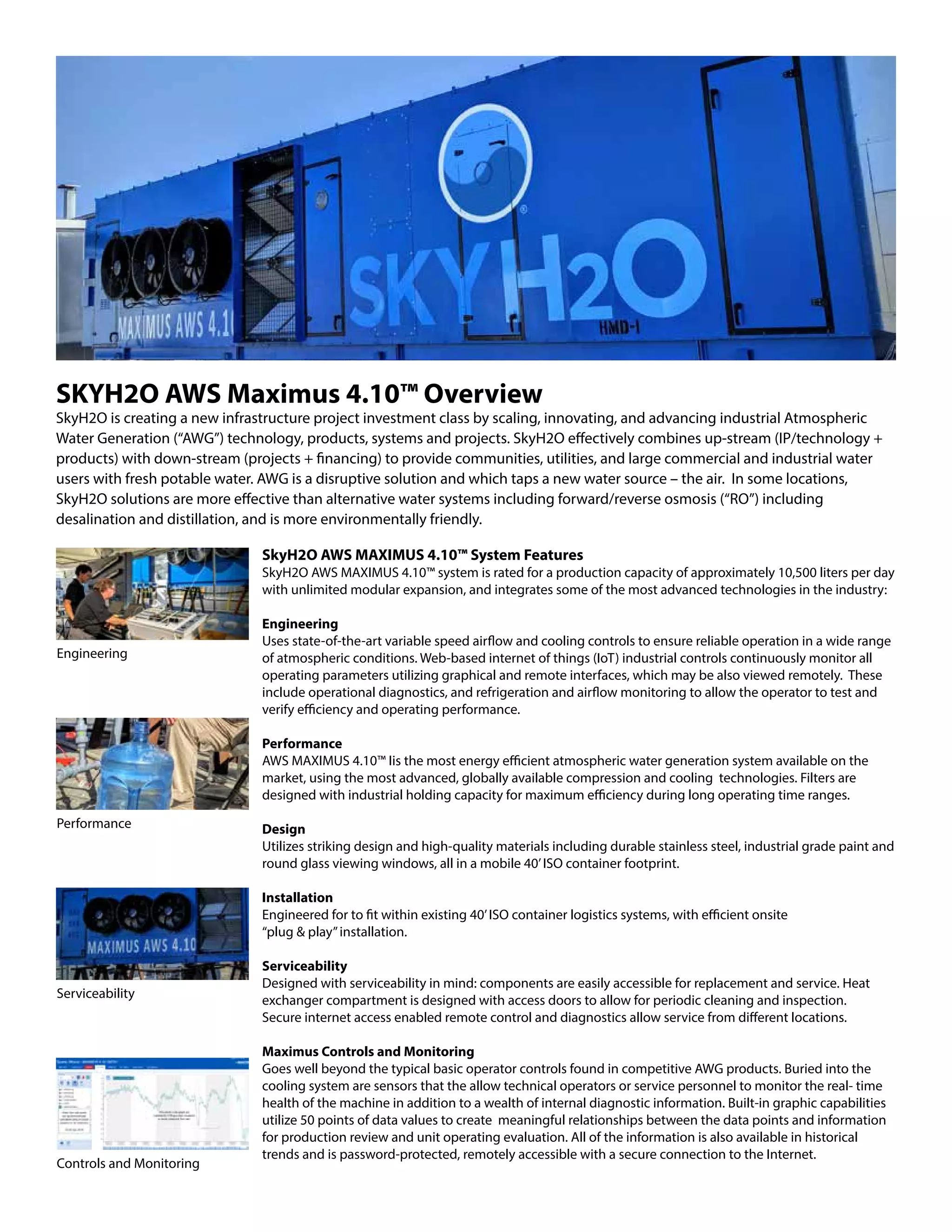 SkyH2O AWS MAXIMUS Specifications 4.10