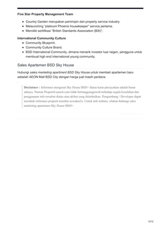 Sky House BSD+ Apartemen Baru Sebelah Aeon Mall BSD City | PDF