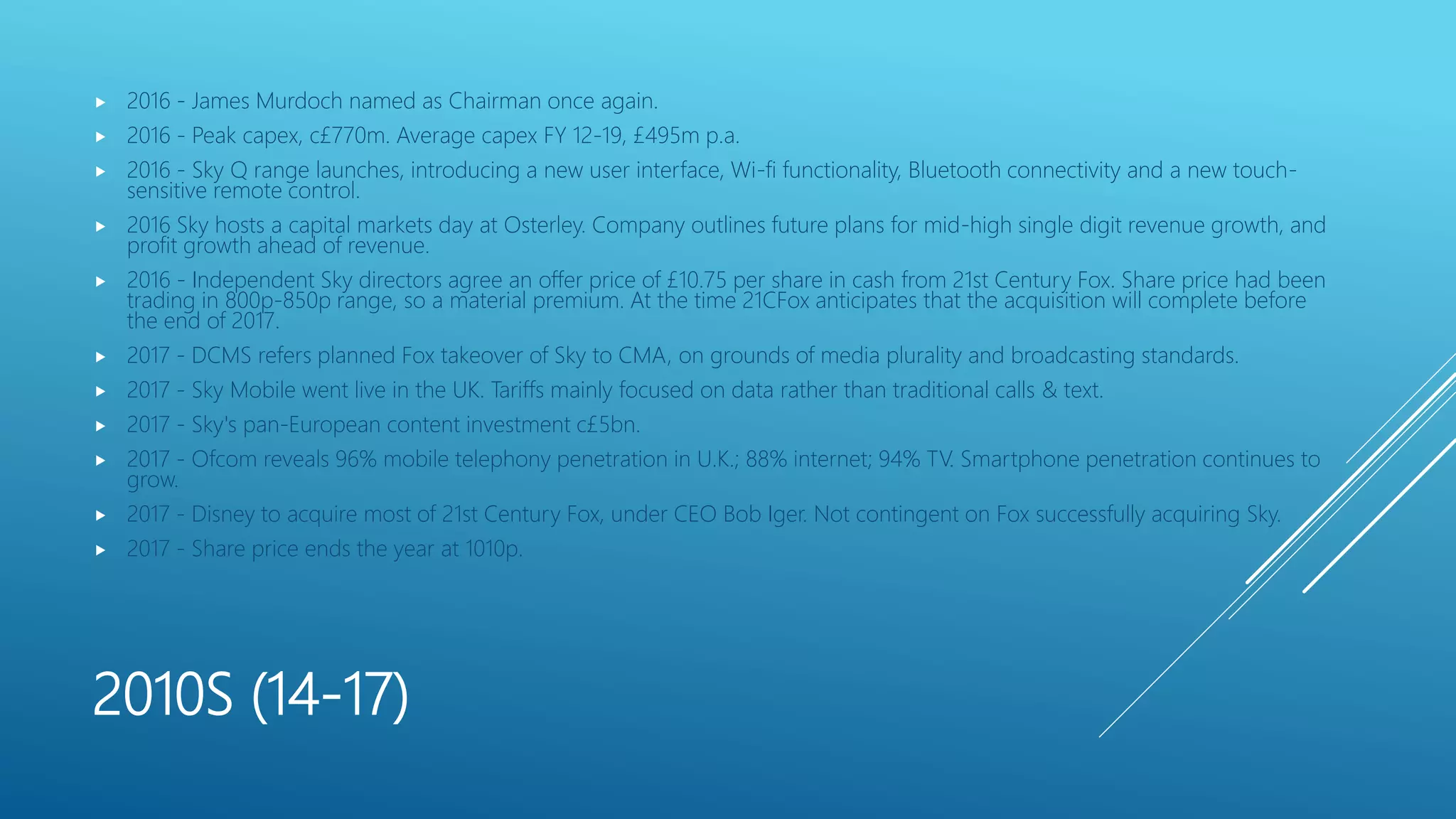 Sky Plc - Timeline of key events. For Slideshare | PPT