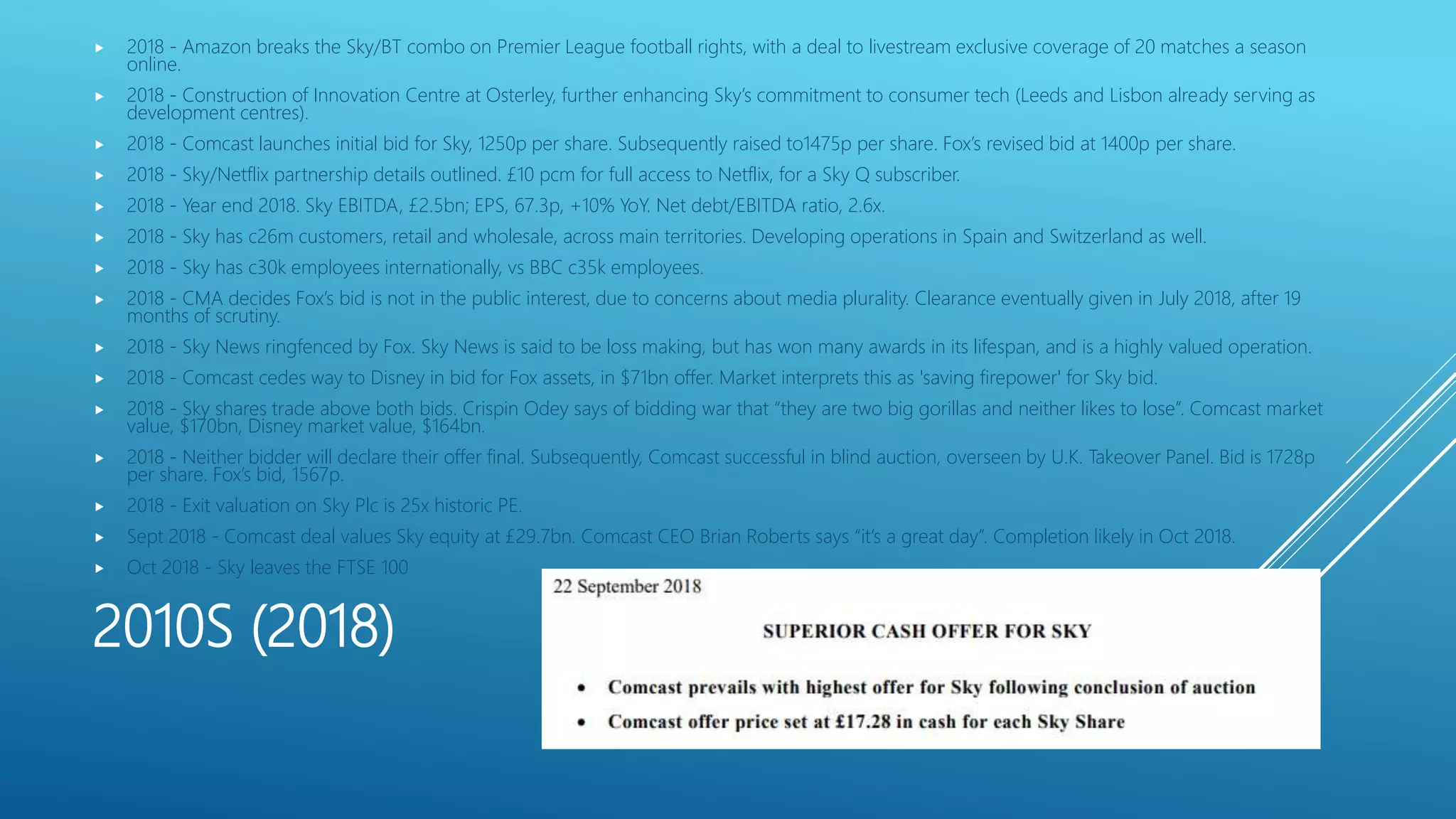 Sky Plc - Timeline of key events. For Slideshare | PPT