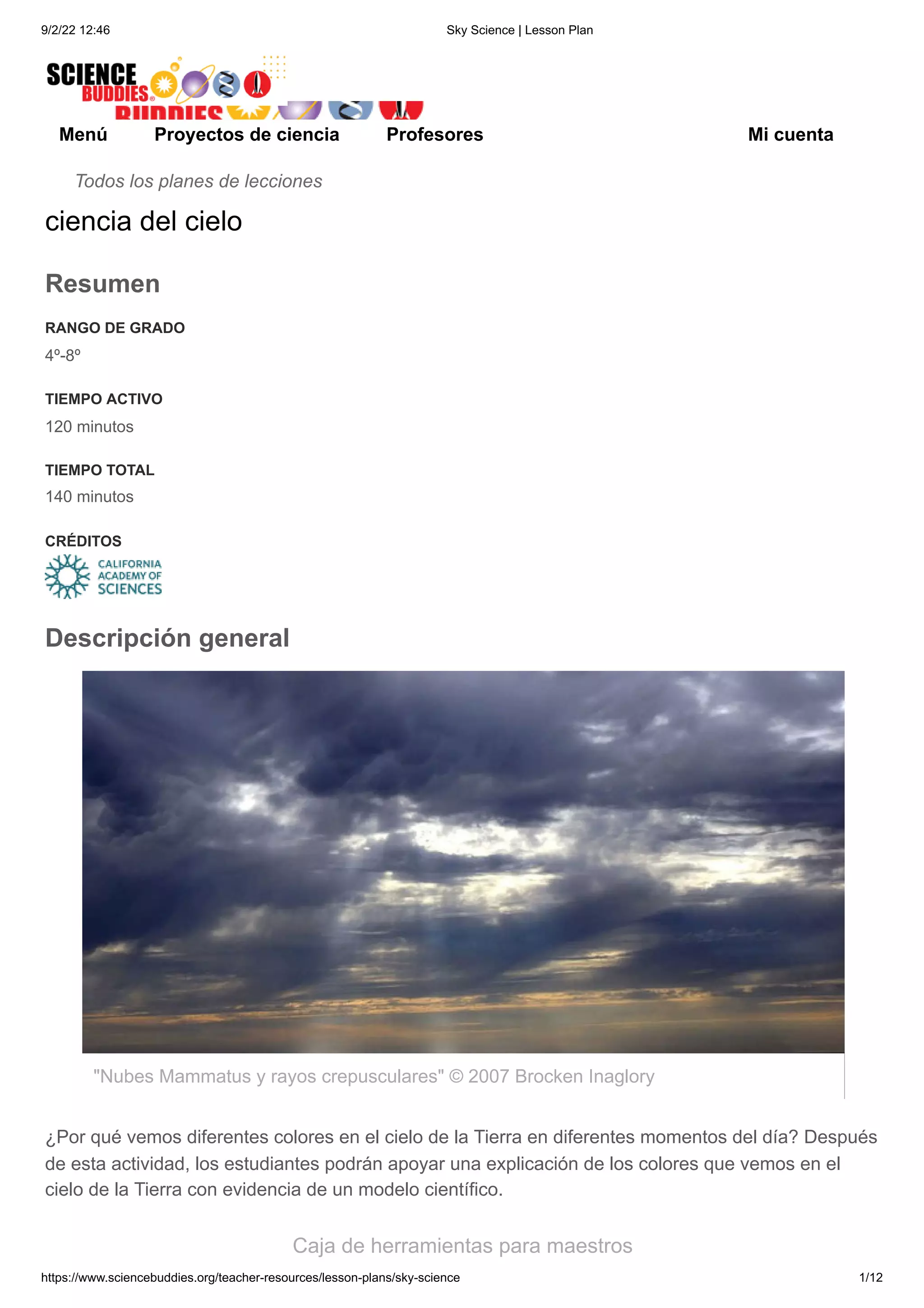 Sky science lesson plan | PDF