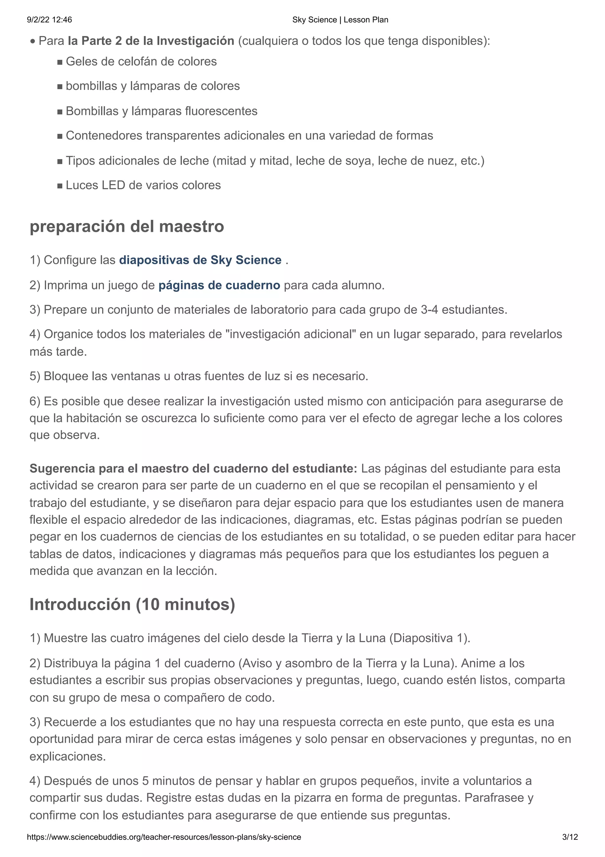 Sky science lesson plan | PDF