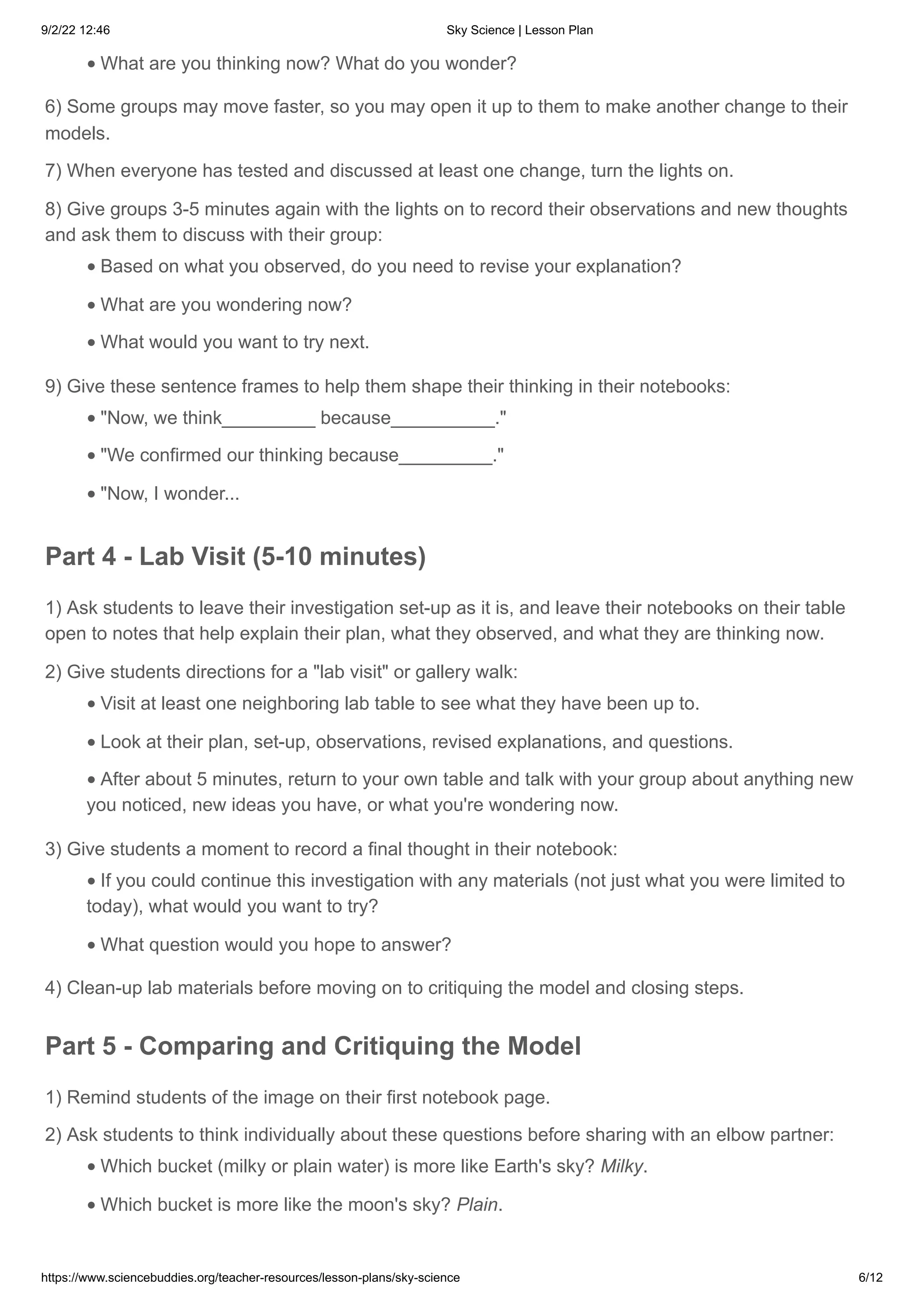Sky science lesson plan | PDF