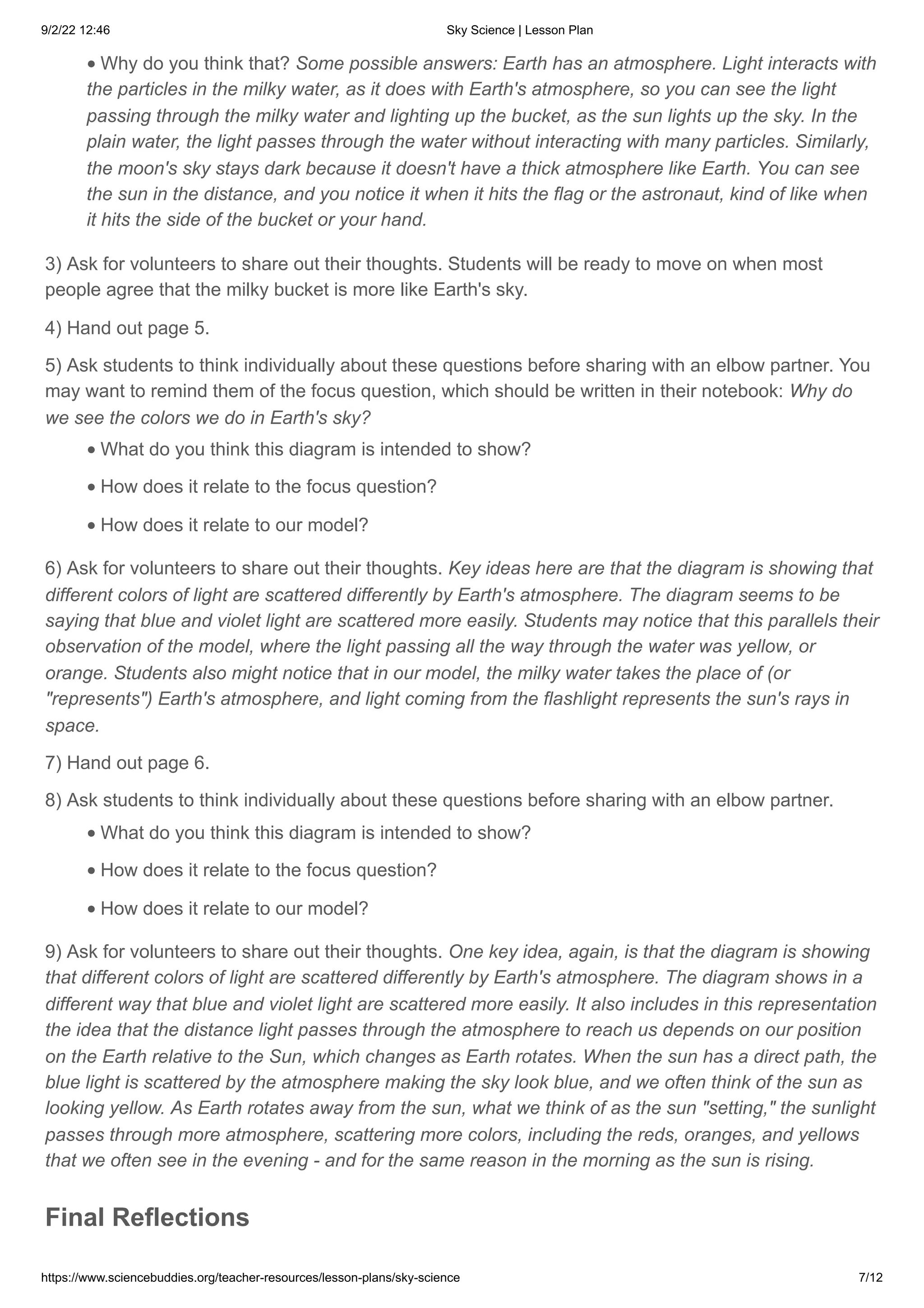 Sky science lesson plan | PDF