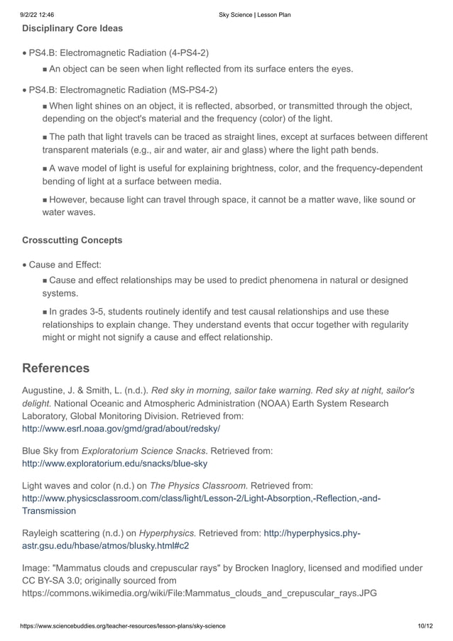 Sky science lesson plan | PDF