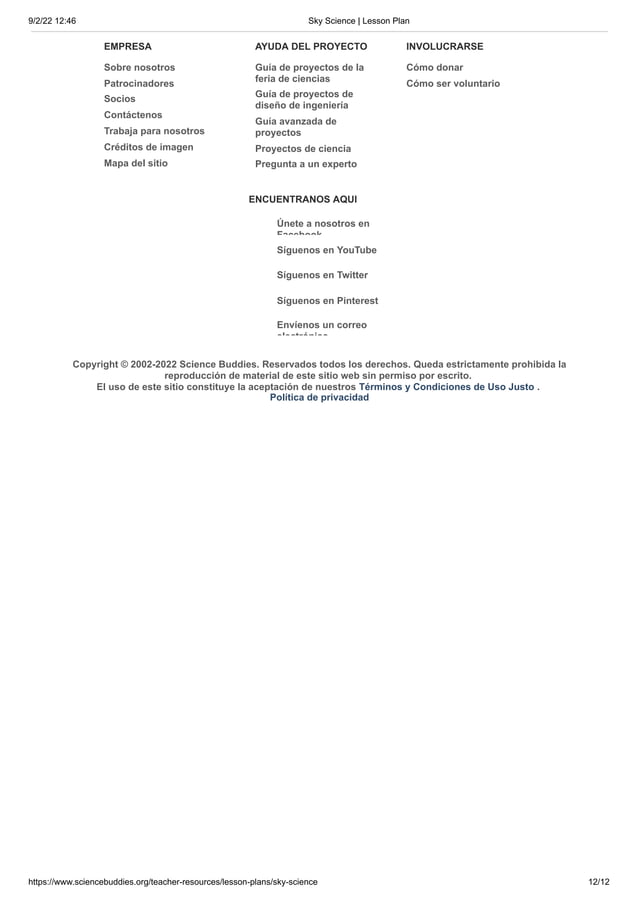 Sky science lesson plan | PDF