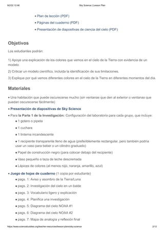 Sky science lesson plan | PDF