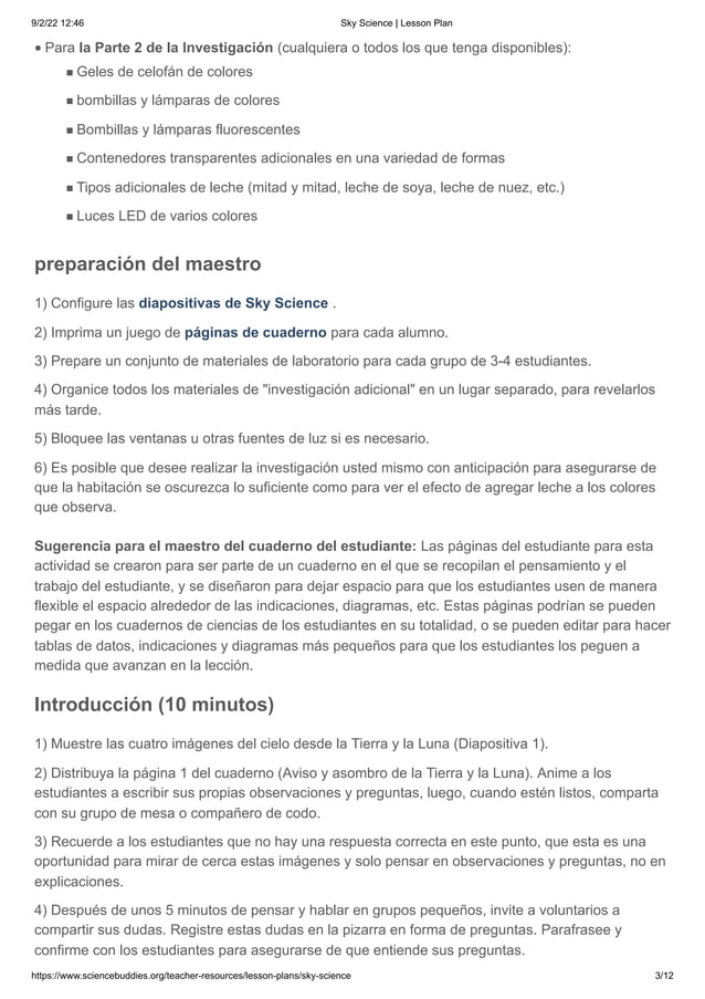 Sky science lesson plan | PDF