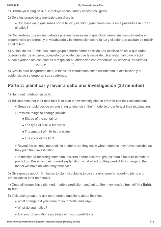 Sky science lesson plan | PDF