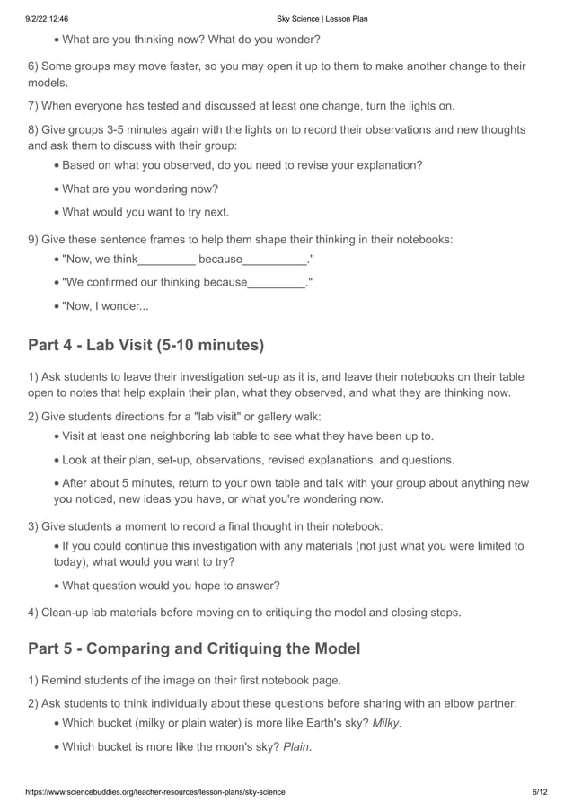 Sky science lesson plan | PDF