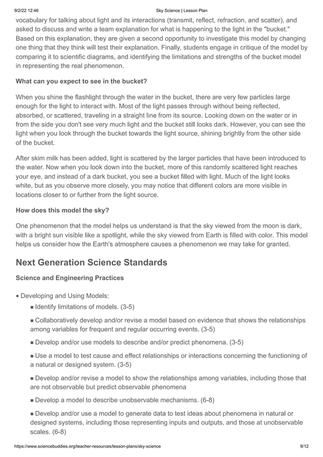 Sky science lesson plan | PDF