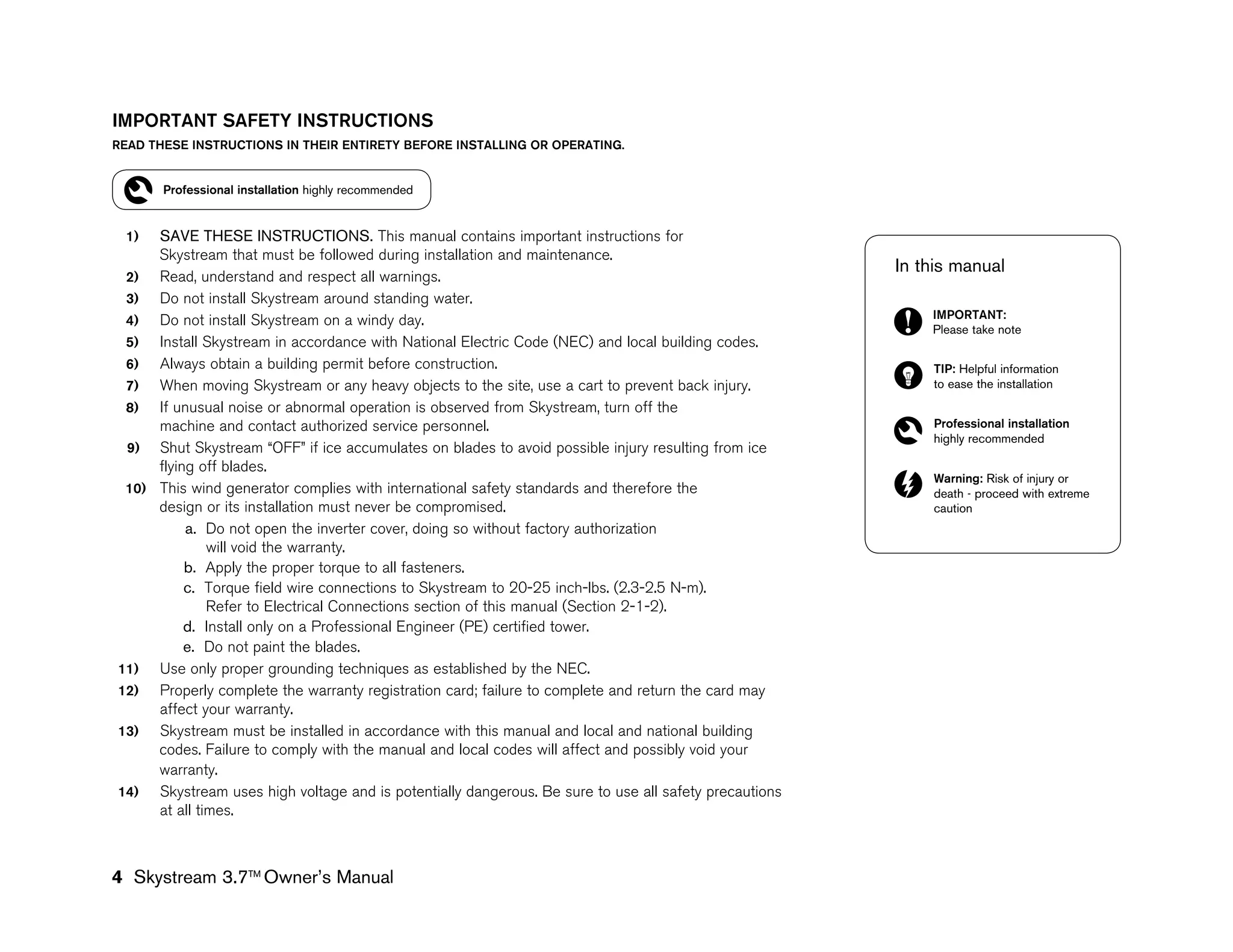 Manual original Aerogerador Skystream 3.7 | PDF