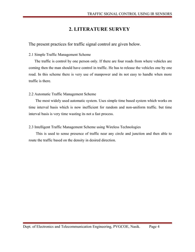 TRAFFIC SIGNAL CONTROL USING IR SENSORS | DOC | Computer Peripherals ...