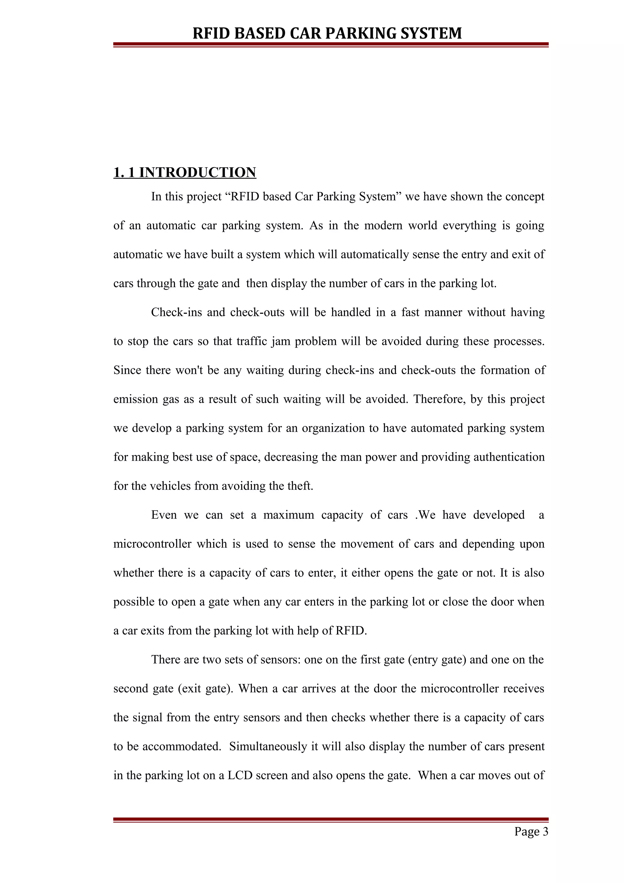 RFID based car PARKING SYSTEM | DOC