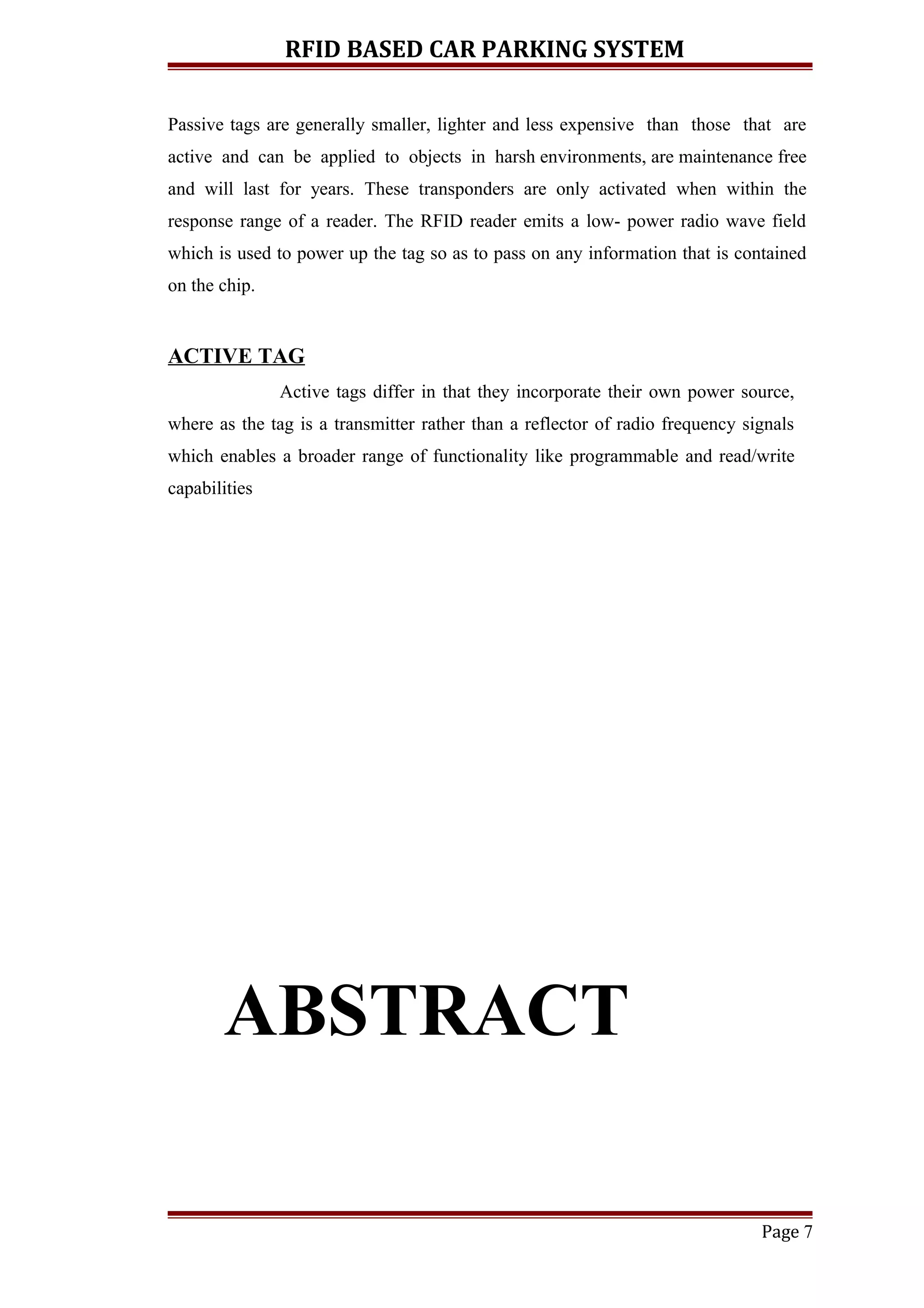 RFID based car PARKING SYSTEM | DOC