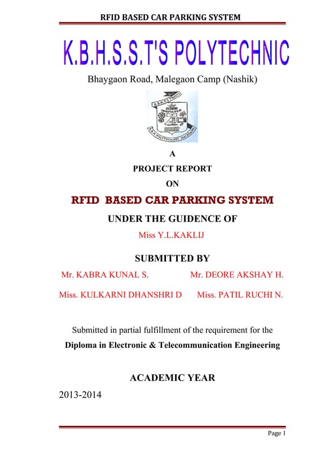 RFID based car PARKING SYSTEM | DOC | Computing | Technology & Computing
